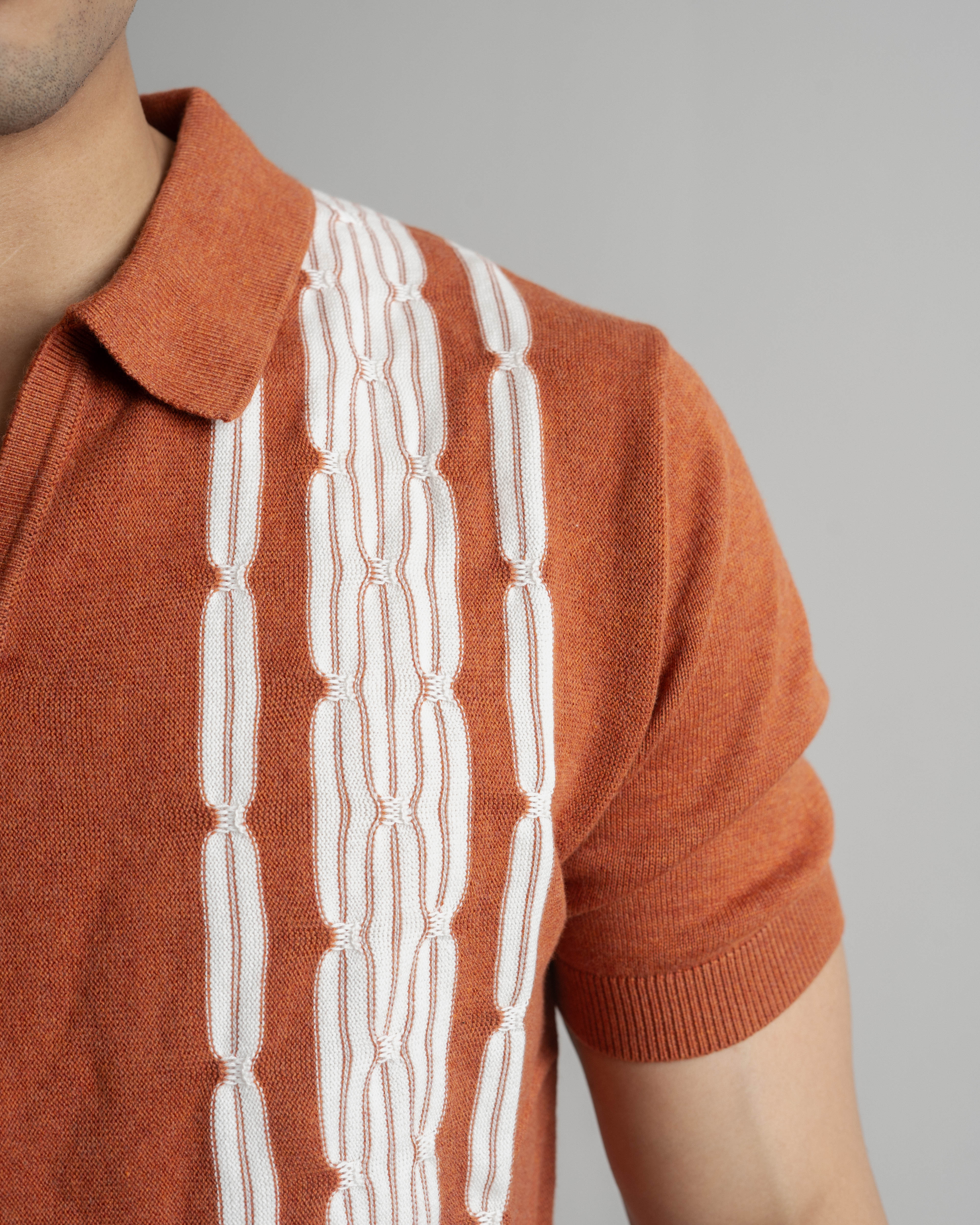 Chain link knit polo | Terracota – Kayesami